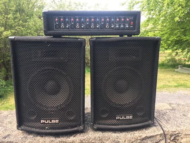 PULSE PMH200KIT 200W PA System with 10" Speakers, 4-Channel Mixer Amp ...