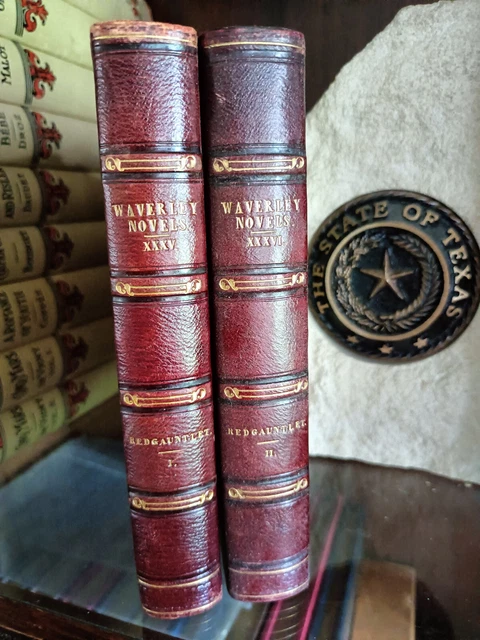1832_WAVERLY_GANT ROUGE, 2 vol._Sir Walter Scott_Édition Cadell_Très ...