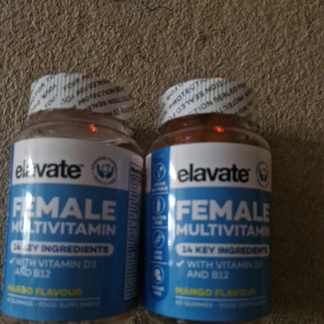 2 X ELAVATE Female Multivitamin Mango Flavour - 60 Gummies - New Sealed ...