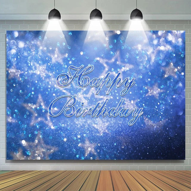 BLUE GLITTER STARS Bokeh Happy Birthday Backdrop $37.88 - PicClick AU