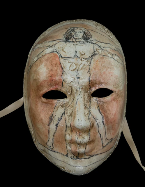 MASK FROM VENICE Volto Face Man Vitruvius Of Vinci Paper Mache 22614 £ ...