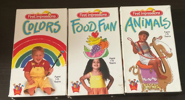FIRST IMPRESSIONS EARLY learning school 3-VHS Colors, Food Fun, Animals ...