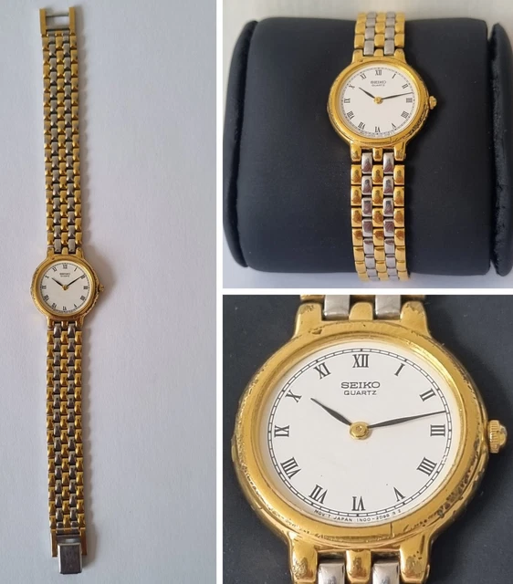 VINTAGE SEIKO LADIES Two Tone Quartz 22mm White Dial Bracelet Watch 1N00-0G90 £17.99 - PicClick UK