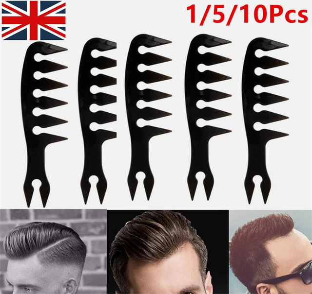 MENS HAIR TEXTURE Wide Tooth Texturizing Comb Man Oil Head Black Hair ...