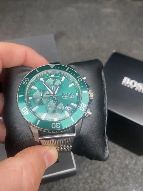 HUGO BOSS GREEN Dial Mens Watch 1513905 Chronograph New Sport Watches ...