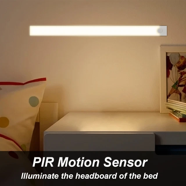 50CM WARM RECHARGEABLE LED Under Cabinet Lights USB Motion Sensor ...