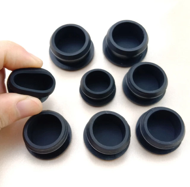 20-50MM BLACK SNAP-ON Hole Plug Silicone Rubber Blanking End Caps Seal ...
