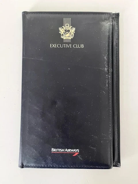VINTAGE COLLECTABLE BRITISH Airways Executive Club Navy Blue Leather ...