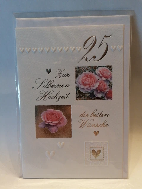 GLÜCKWUNSCHKARTE &SILBERHOCHZEIT& 25 Jahre Grußkarte Mit Umschlag mit ...