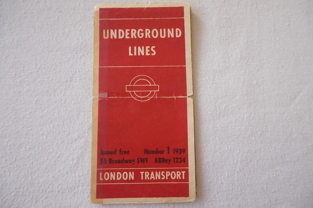 1939 NUMBER 1 Underground Railway Tube Map London Transport £85.00 ...