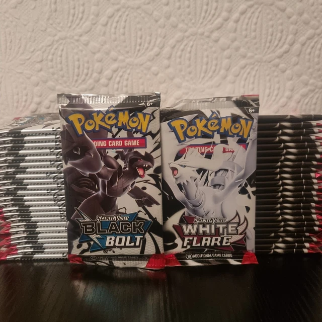 POKEMON - BLACK Bolt & White Flare Booster Packs Bulk 💙🩷 [ X48 SEALED ...