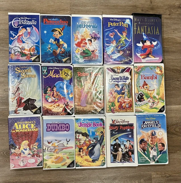 DISNEY VHS LOT (15) Black Diamond Classics VINTAGE Little Mermaid Bambi ...