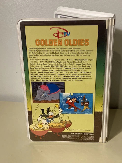 DISNEY VHS GOLDEN Oldies 1984 Animated Music Videos VTG White Clamshell ...
