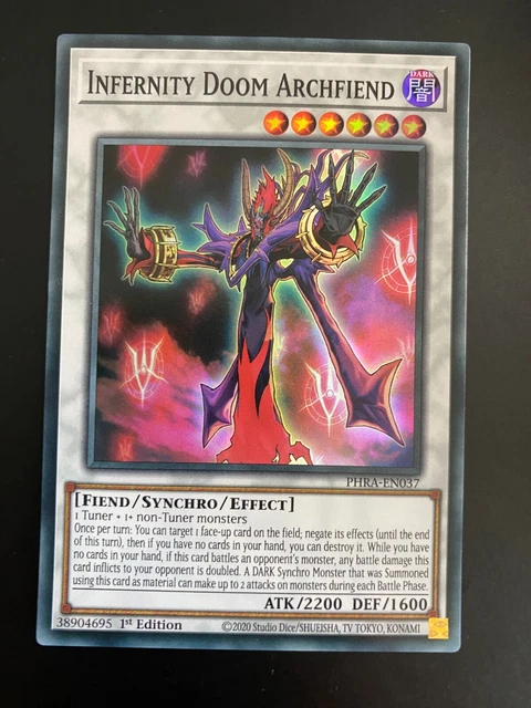 YUGIOH INFERNITY DOOM Archfiend PHRA-EN037 Super Rare 1st Edition NM $2 ...