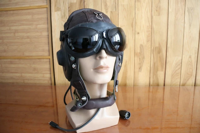 SURPLUS MILITARIA MIG Pilot Leather Helmet,Aviation Goggles,Mic £144.00 ...