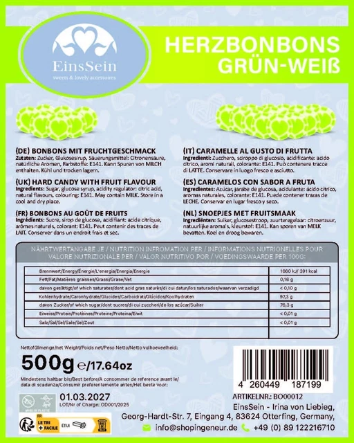 ROCK HEART SWEETS 0.5kg Light Green Candy | Wedding Easter Baptism ...