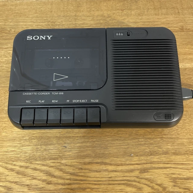 VINTAGE SONY TCM-818 Portable Cassette Tape Recorder 1989 & Power Cable ...