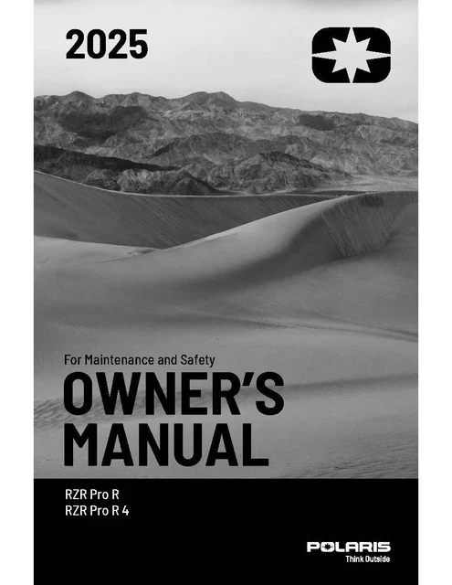 POLARIS OWNERS MANUAL Book Guide 2025 RZR Pro R Sport $26.81 - PicClick CA