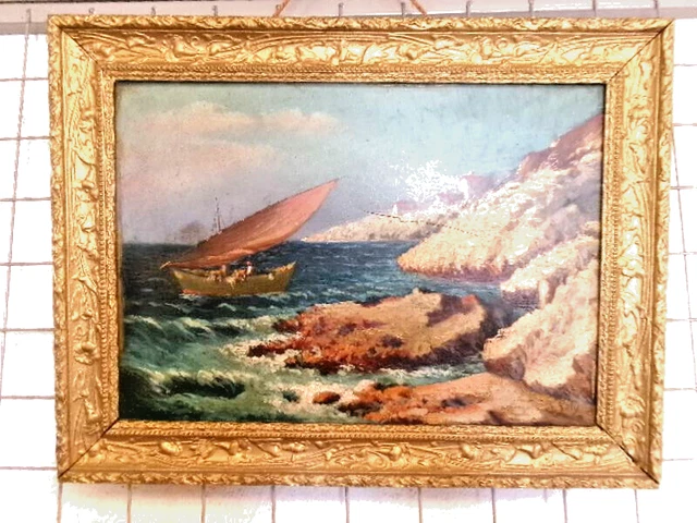 TABLEAU, HUILE SUR panneau, marine signé Galy EUR 180,00 - PicClick FR