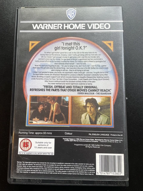 AFTER HOURS (VHS) 1985 Original Big Box Rosanna Arquette, Martin ...