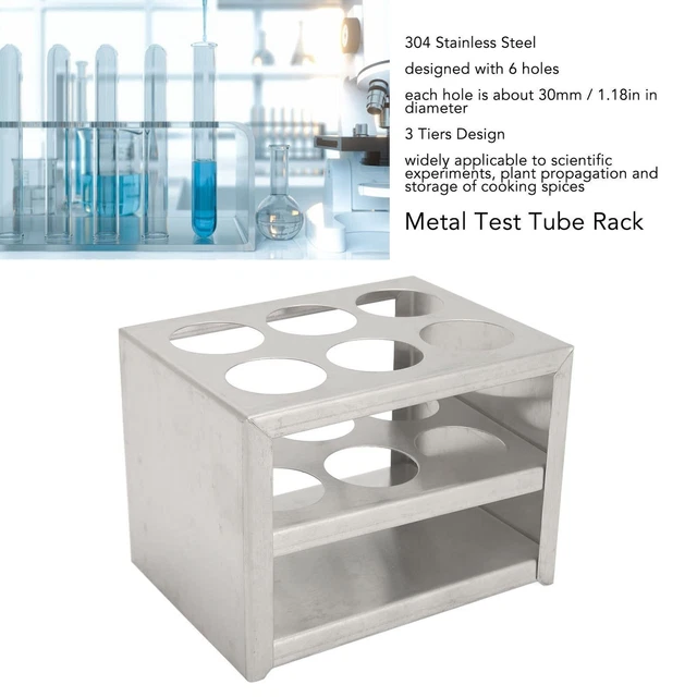 METAL TEST TUBE Rack 6 Holes 1.18in Strong 3 Tiers Stainless Steel ...