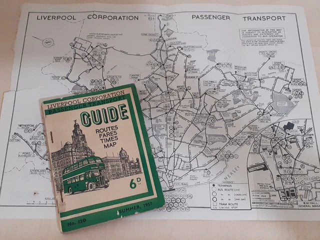 1957 LIVERPOOL CORPORATION Transport Guide All Bus Timetables,Fares ...