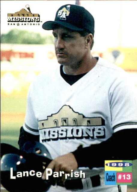 1998 SAN ANTONIO Missions tribune #20 Lance Parrish Coach carte de ...