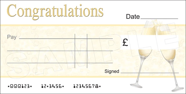 GIANT CONGRATULATIONS CHEQUE £14.99 - PicClick UK