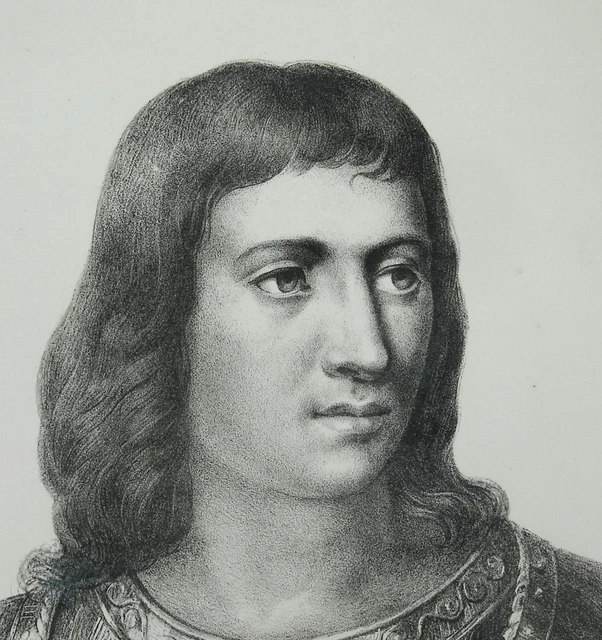 ANTIQUE PRINT CHARLES VII "le Victorieux le Bien Servi" Roi de France c ...