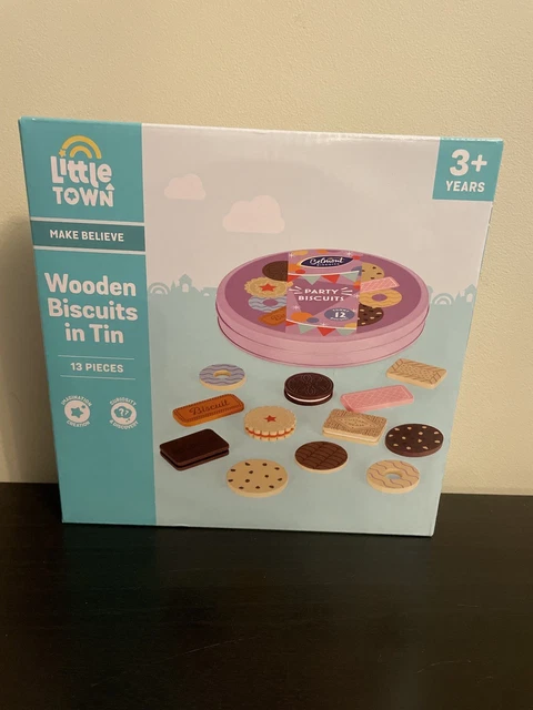 2025 ALDI LITTLE Town Wooden Biscuits In Tin Set - 13 Piece Set - Brand ...