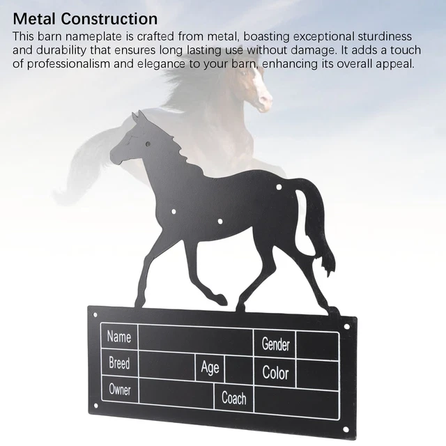 METAL HORSE STALL Sign Elegant Fillable Horse Stall Name Plate With ...