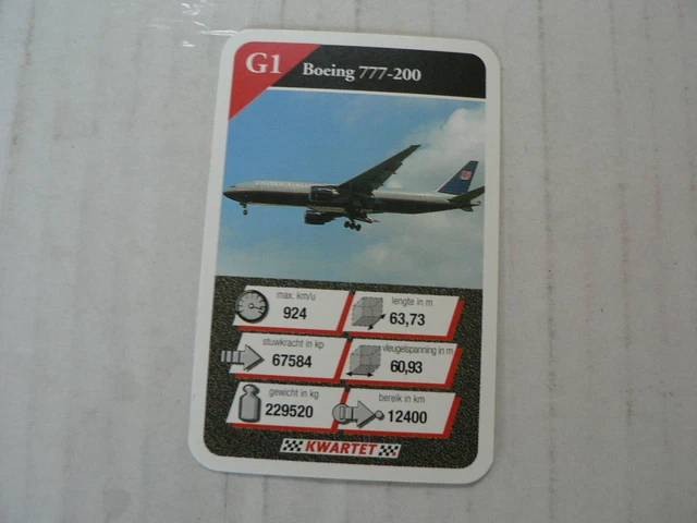 21 AIRPLANES G1 Boeing 777-200 Kwartet Kaart, Quartett Card EUR 3,99 ...