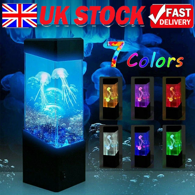 LED JELLYFISH AQUARIUM Fish Tank Lamp Color Changing Bedside Mood Night ...