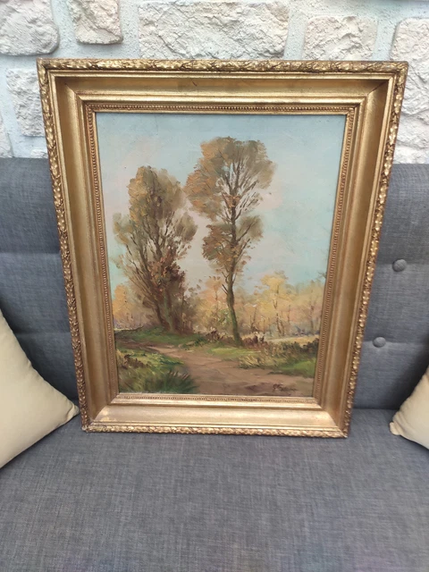 TRÉS ANCIEN TABLEAU huile sur toile signé Gheydeng encadrement royal doré EUR 74,00 - PicClick FR