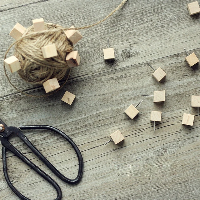 100PCS PUSH WOODEN Thumb Tacks for Map Photos Calendar Decorative $25. ...