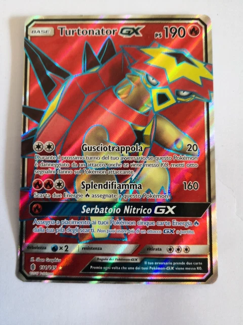CARTE POKEMON GX Italiano Turtonator GX Full Art 131/145 Guardiani ...