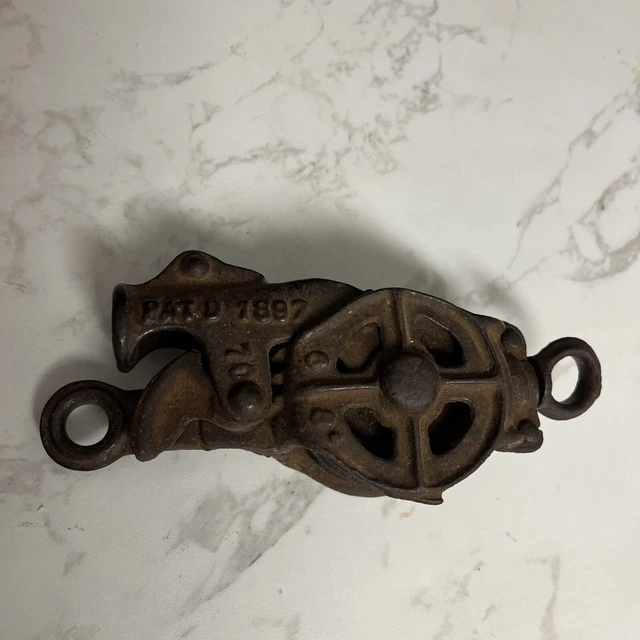 ANTIQUE PULLEY COME Along Hoist Ratchet Lock Pat D 1897 Barn Farm £14. ...