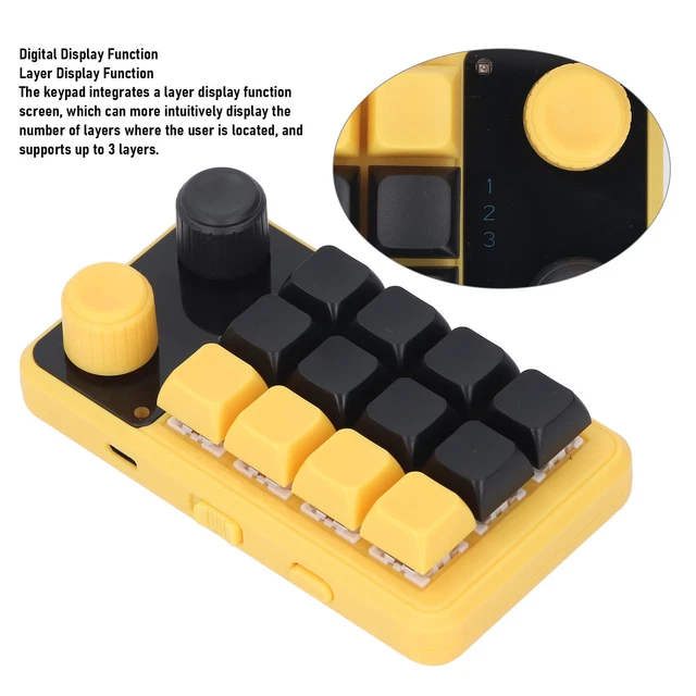 ONE HANDED PROGRAMMABLE Mechanical Keyboard 12 Keys RGB Programmable ...