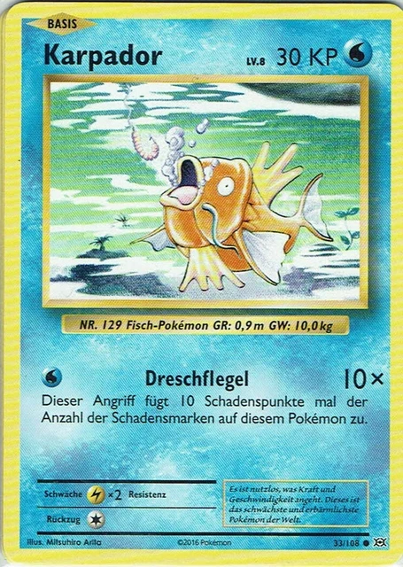 POKEMON CARTE TCG Trading Card Jeu XY Evolution Numéro 33/108 Karpador ...