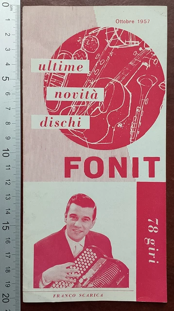 DEPLIANT ULTIME NOVITÀ 1957 Dischi Fonit 78 Giri Fonodisco Franco ...