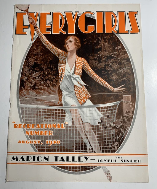 1930 EVERYGIRLS MAGAZINE Cover Only H Valley Art Tennis Girl Pin Up £23 ...