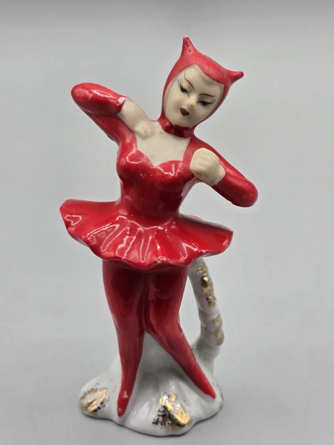VINTAGE SONSCO DEVIL Ballerina Figurine Red She Devil Japan Catsuit ...