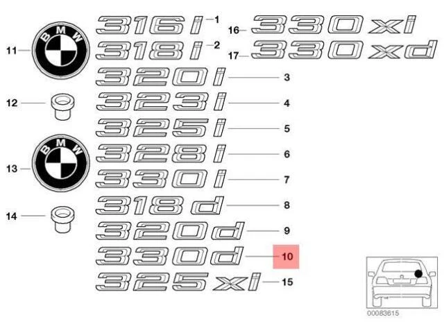 ORIGINAL BMW E46 Sedan Trunk Lid 330d Emblem Badge Logo Sign ...