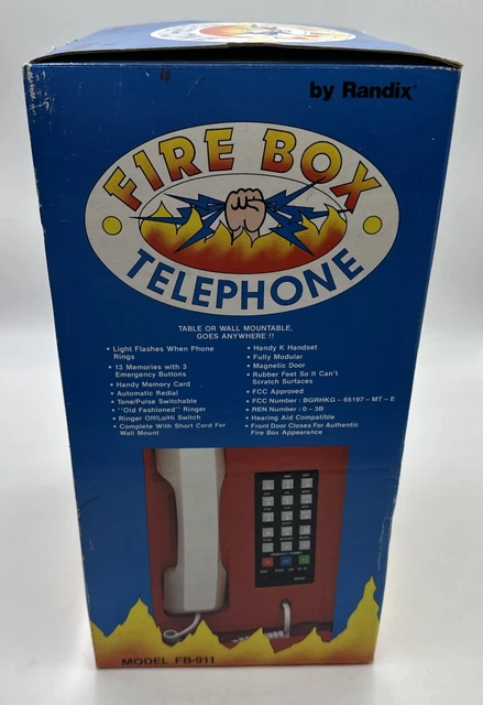 RANDIX RED FIRE Box Touch Tone Telephone FB-911 Vintage – New in Box £ ...