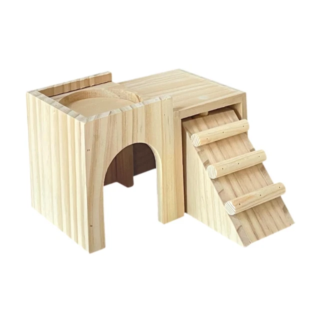 WOODEN HAMSTER HOUSE Gerbil House Play Toy Cabin Hideaway Habitat Decor ...
