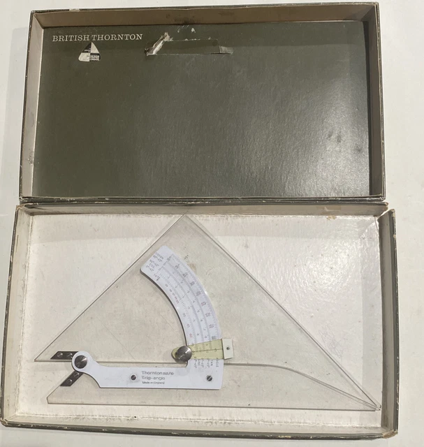 VINTAGE THORNTON TRIANGLE ADJUSTABLE SET SQUARE in Box . England 12 ...