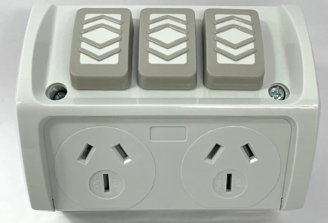 15 AMP WEATHER Proof Double Power Point With Extra Switch DGPO External ...