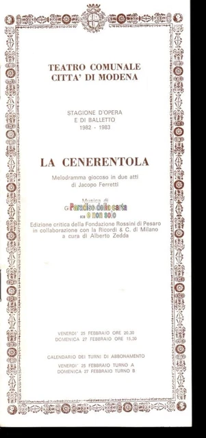 TEATRO COMUNALE MODENA Stagione Opera E Balletto 1982/1983 - La ...