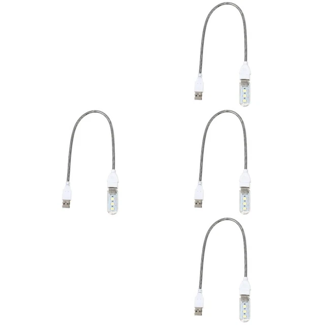 4 COUNT USB Powered Lamp Night Light Flexible Led Desk Rechargeable £17 ...