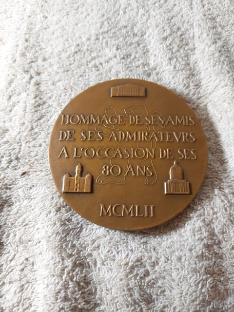 GRANDE MEDAILLE 267G MEDAILLE EDOUARD HERRIOT pour ses 80 ans 1952 par Marcel... EUR 15,00 ...